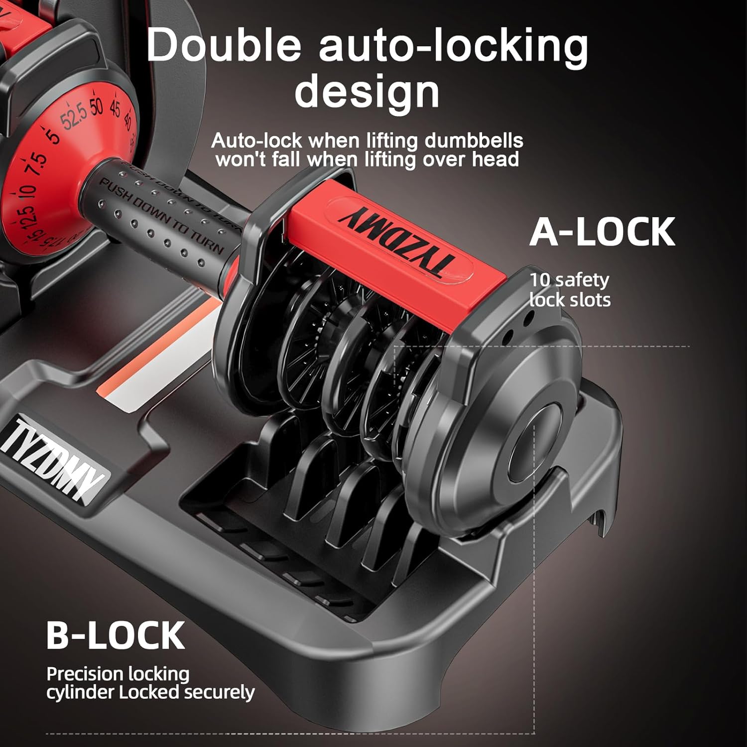 Adjustable Dumbbells Set 52.5lbs Pair 15-in-1 Free Weights Strength ...