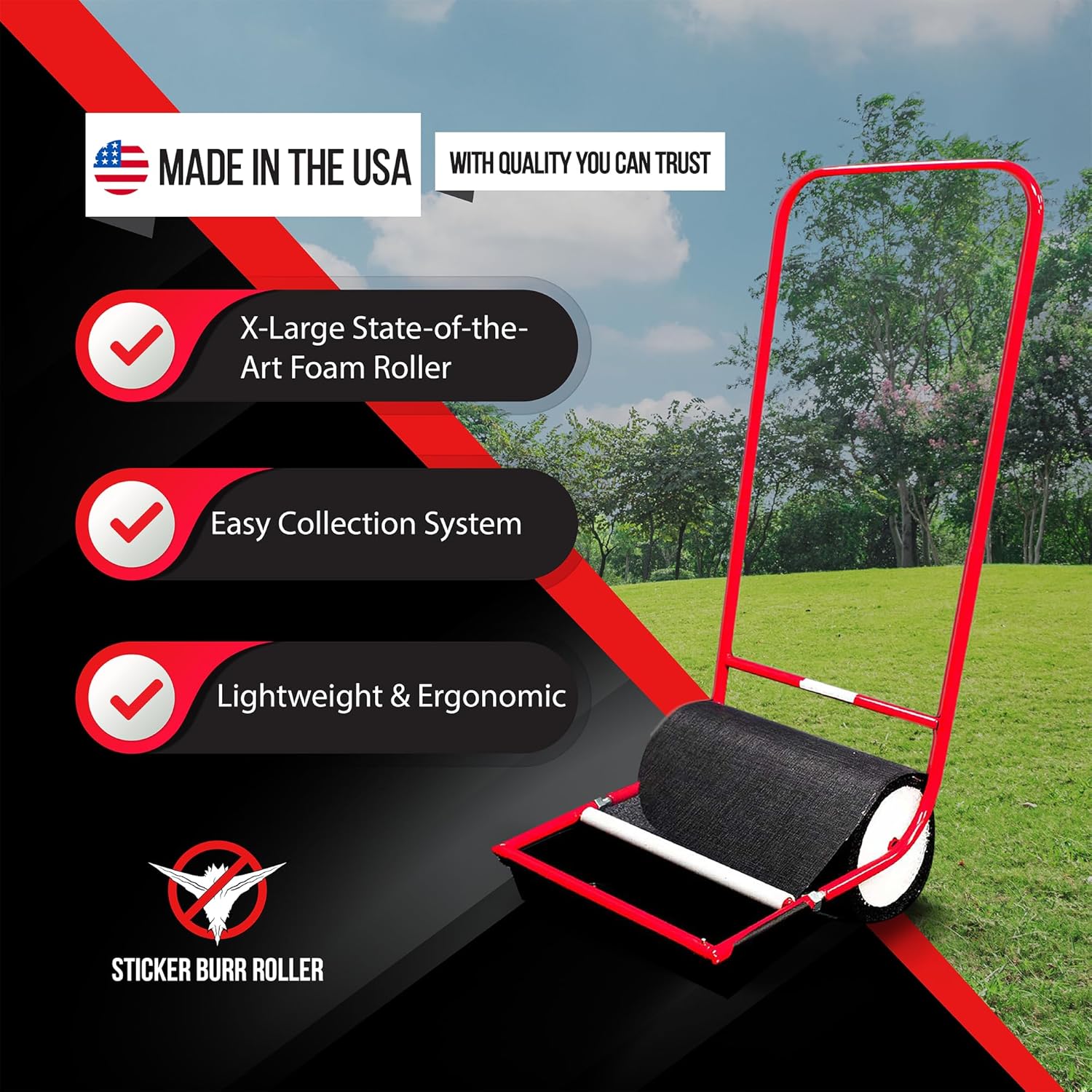 X-Large Sticker Burr Roller Remover Yard Tool, 18″, Push Model 2.0 – functy