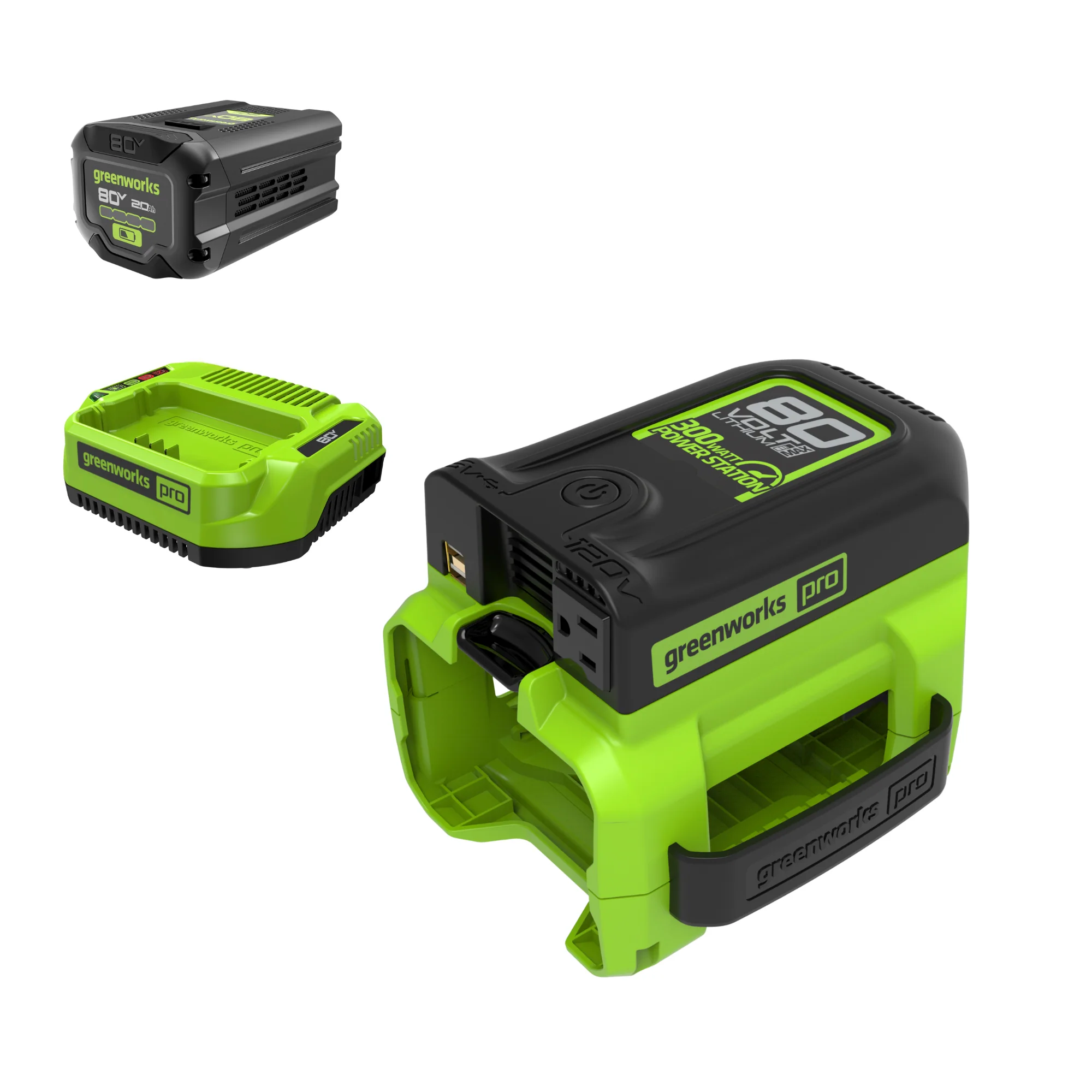 80V Cordless Battery 300 Watt Power Inverter w/ 2Ah Battery and Charger ...
