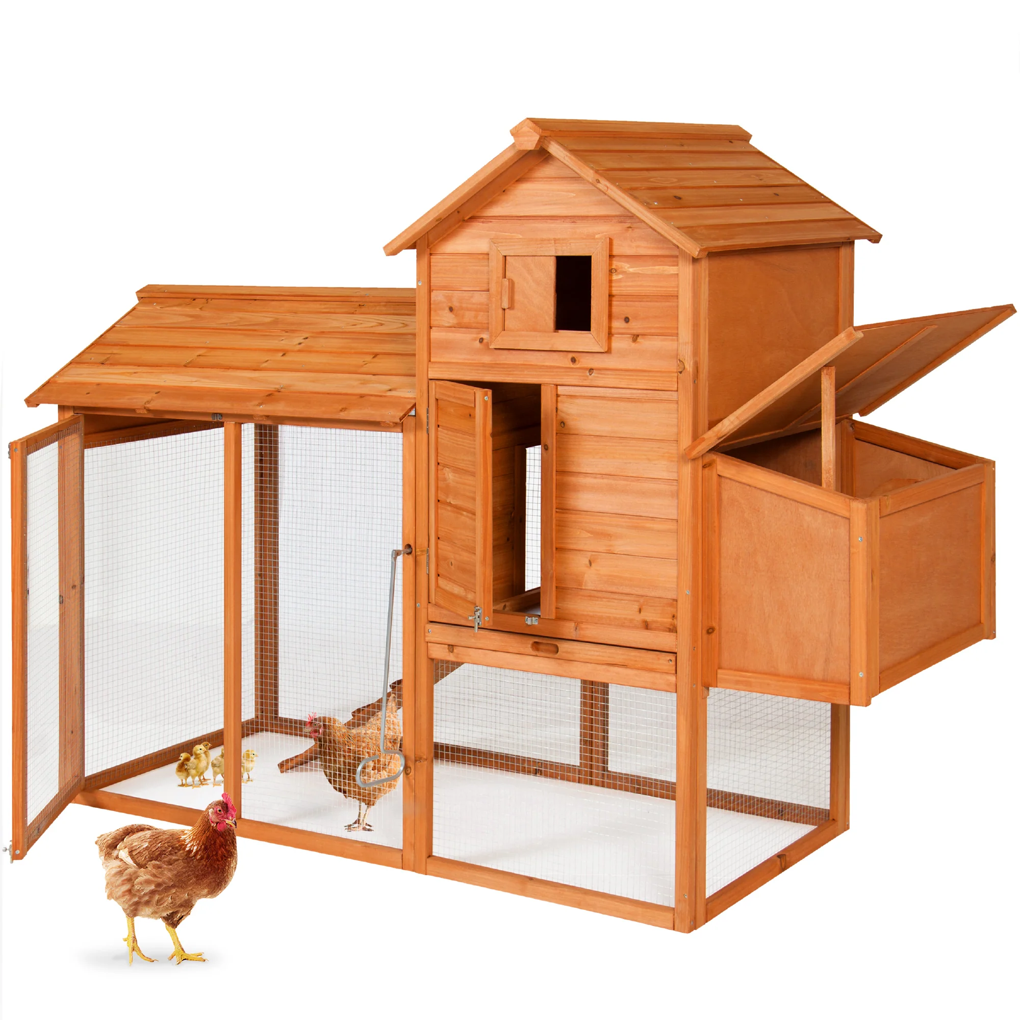 Multi-Level Wooden Chicken Coop – 80in – bsocts
