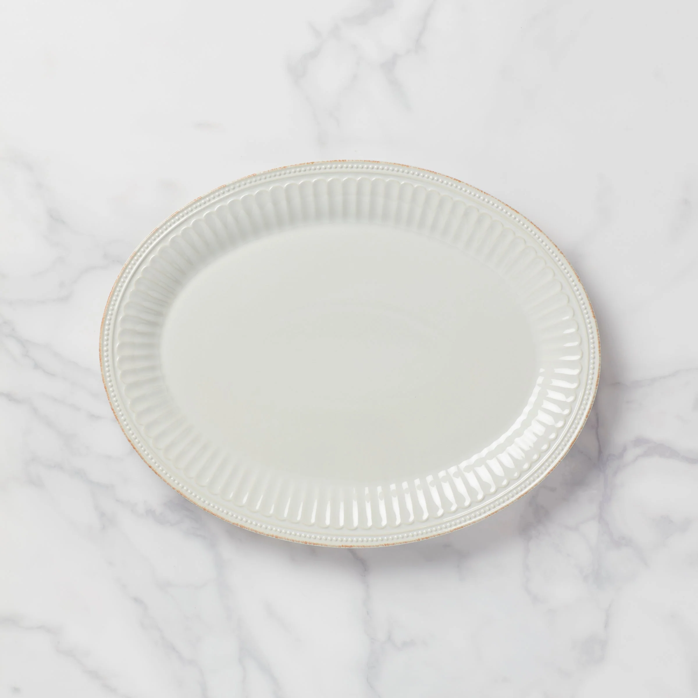 French Perle Groove White Platter – lneox