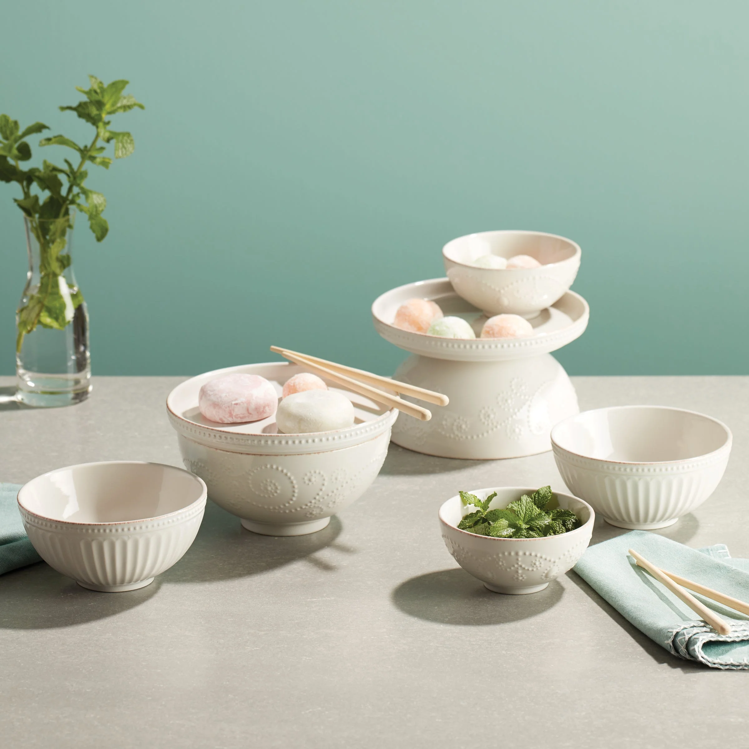 French Perle Luna 8-Piece Nesting Dinnerware Set – lneox