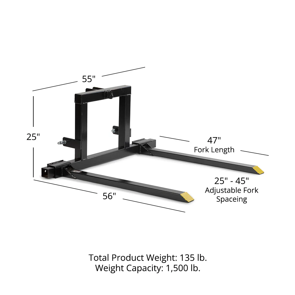 3 Point Pallet Fork Frame, Cat 1 Quick Hitch – tachnta