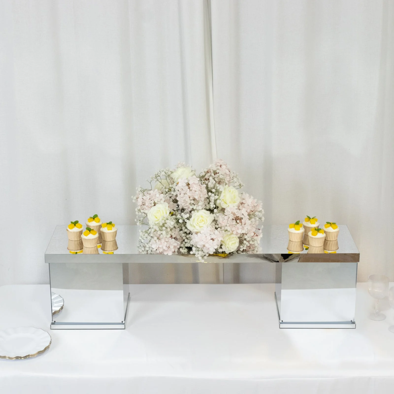 46″x12″ Silver Acrylic Table Top Bridge for Rectangular Pillar Pedestal ...
