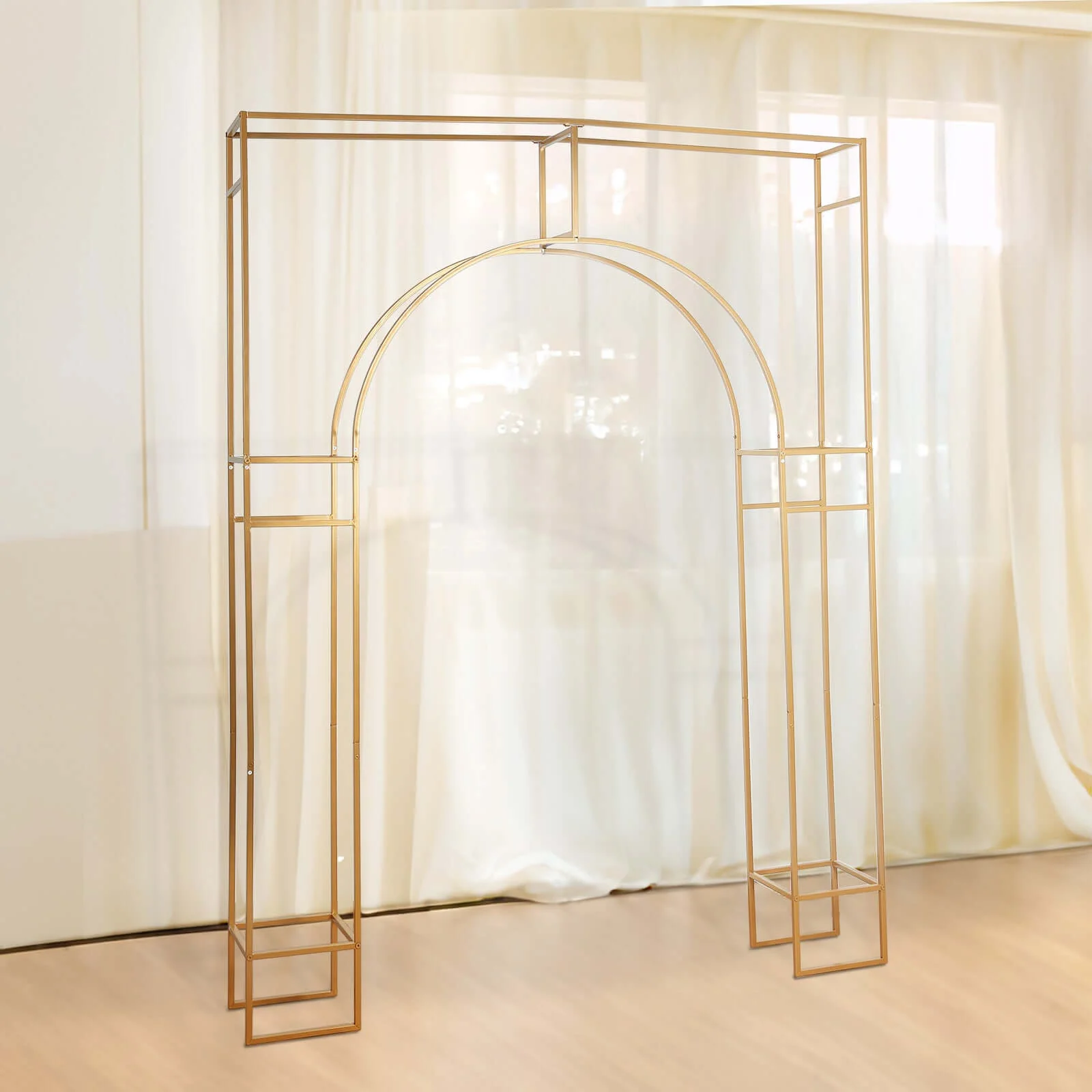 8ft Heavy Duty Gold Metal Rectangular Wedding Arch in Arc de Triomphe ...