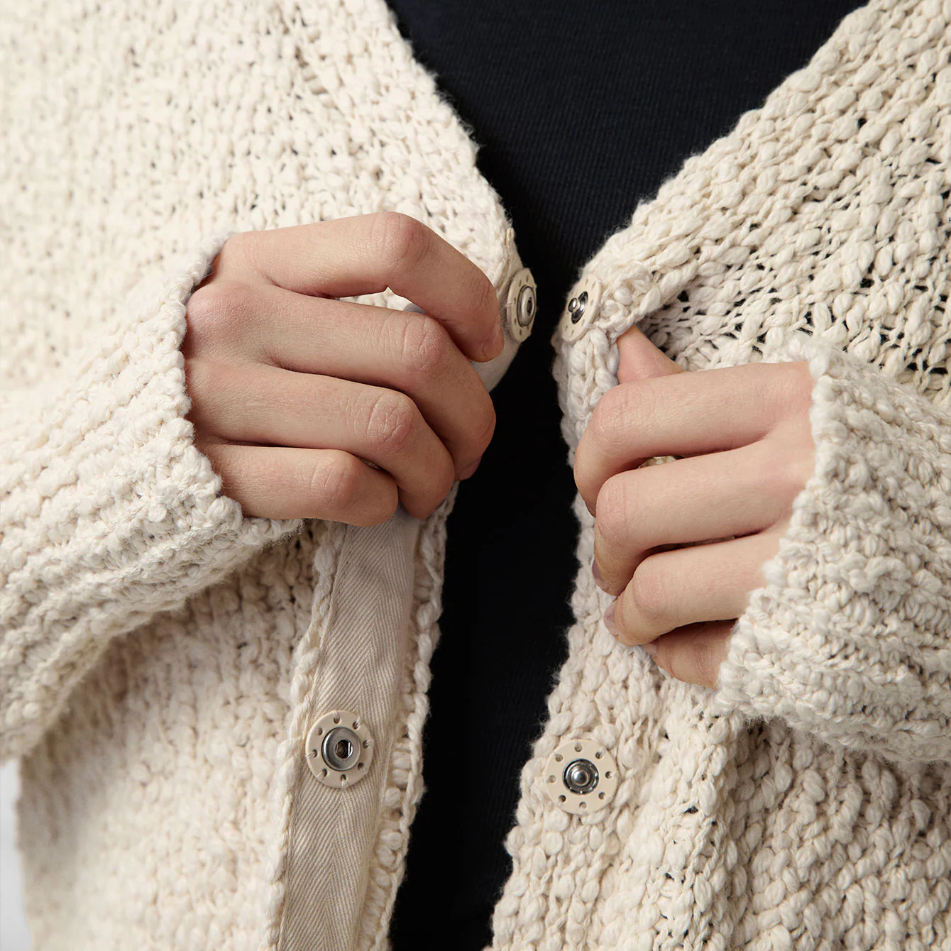 Textured Cotton Snap Front Cardigan – lnauy