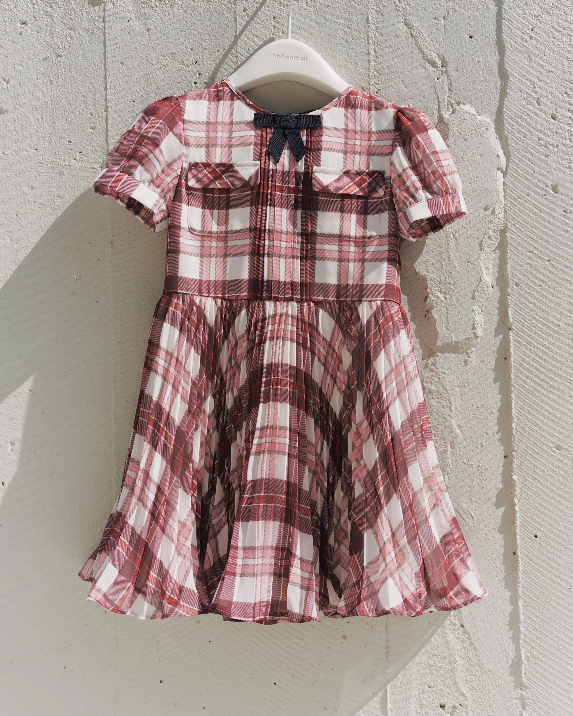 Burgundy Check Print Chiffon Dress – slptat