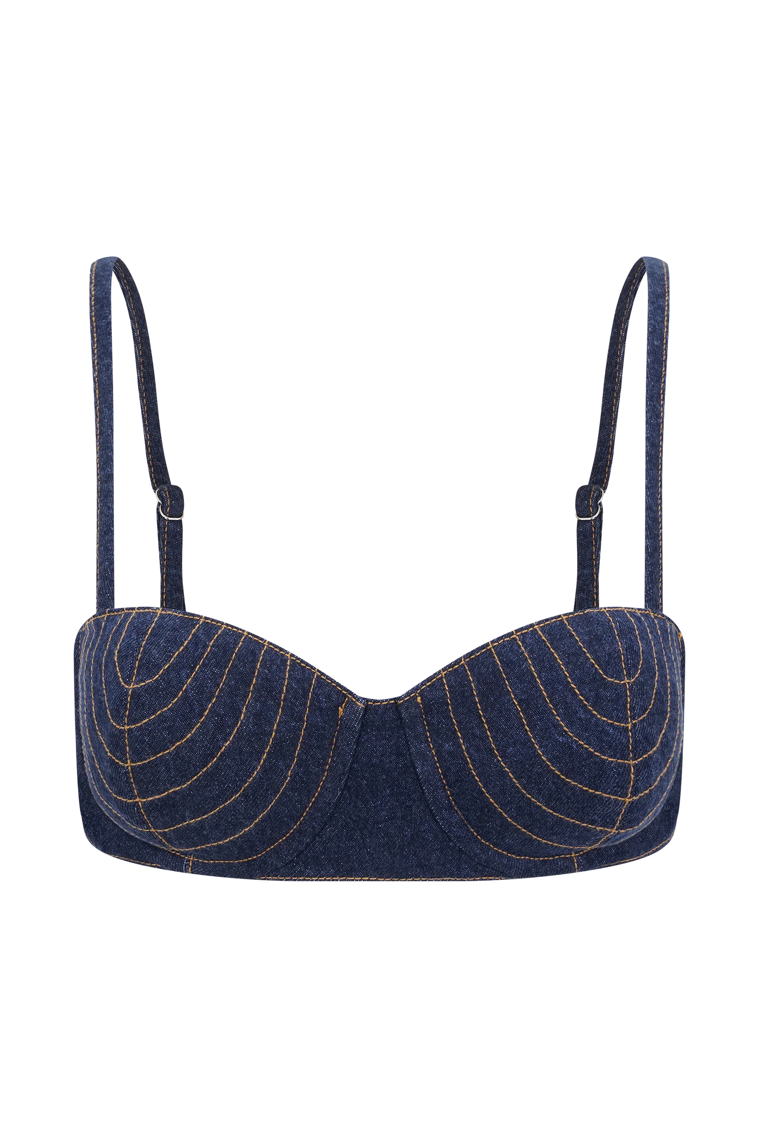 Belle Denim Cropped Bralette – Indigo Blue – mskhi