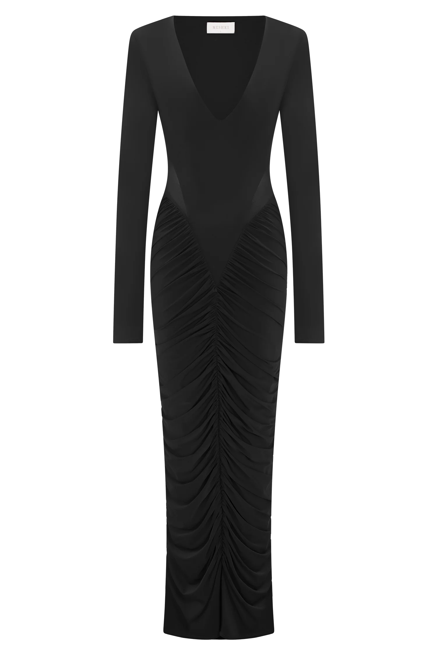 Louanne Slinky Long Sleeve Maxi Dress – Black – mskhi