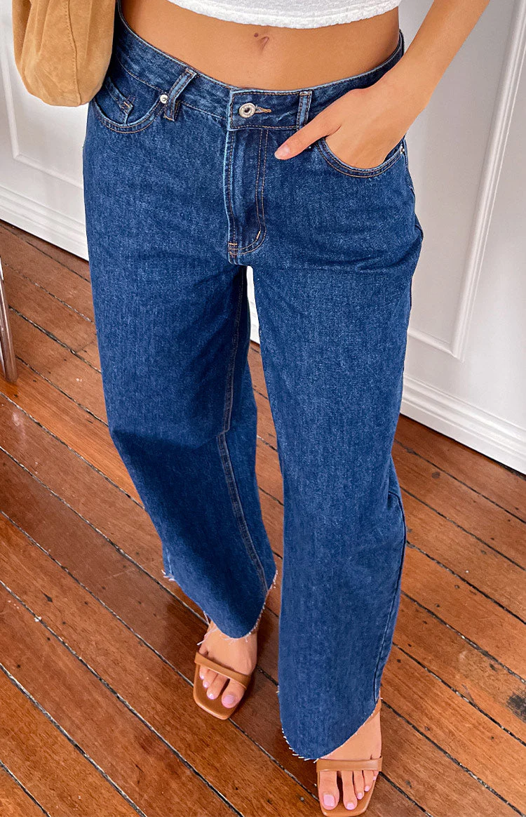She’s Yours Dark Wash Denim Wide Leg Boyfriend Jeans – bgngbqu