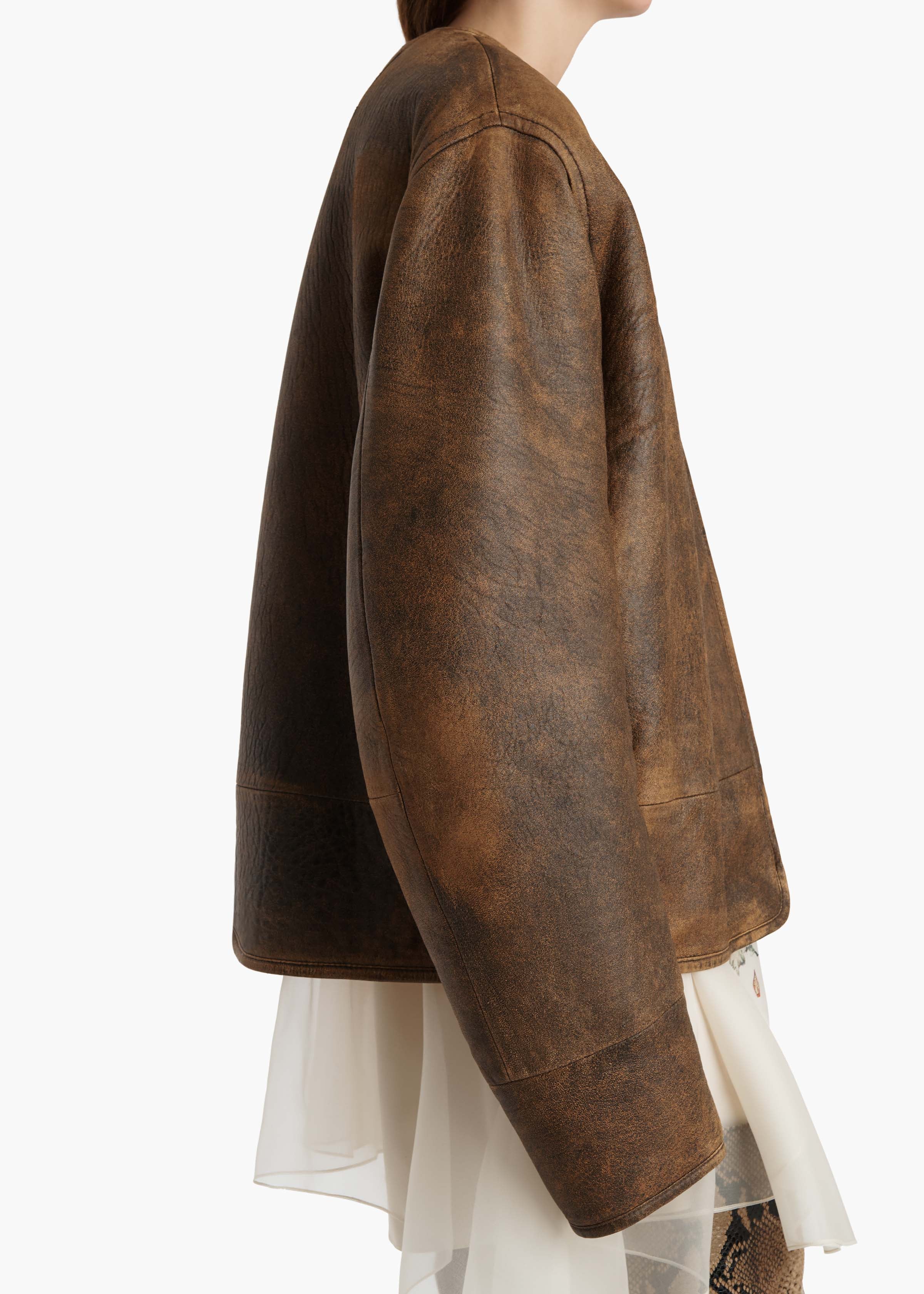 Ruban Jacket in Dark Brown Distresed Leather – kaihe