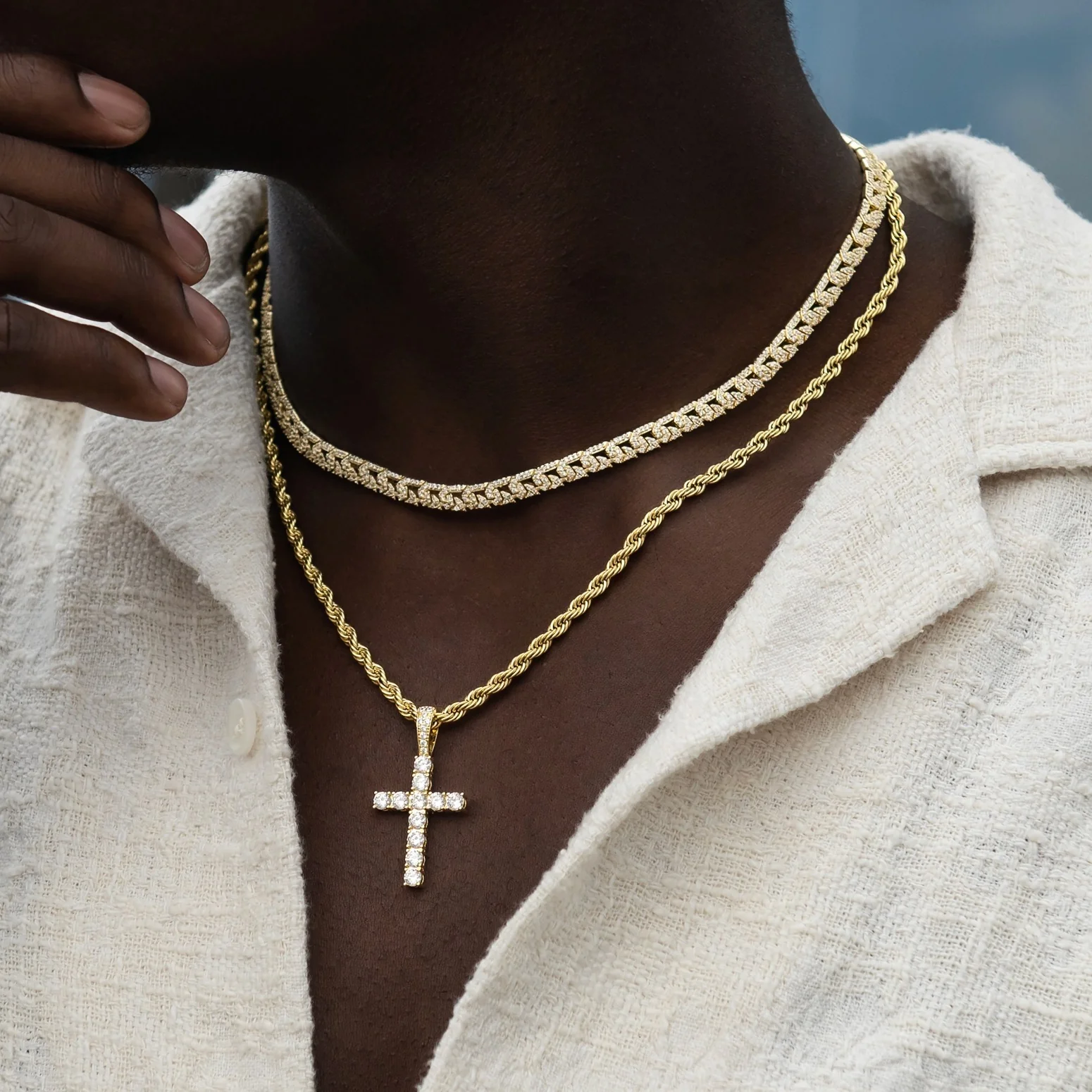 Micro Iced G-Link Chain in Yellow Gold – gdel