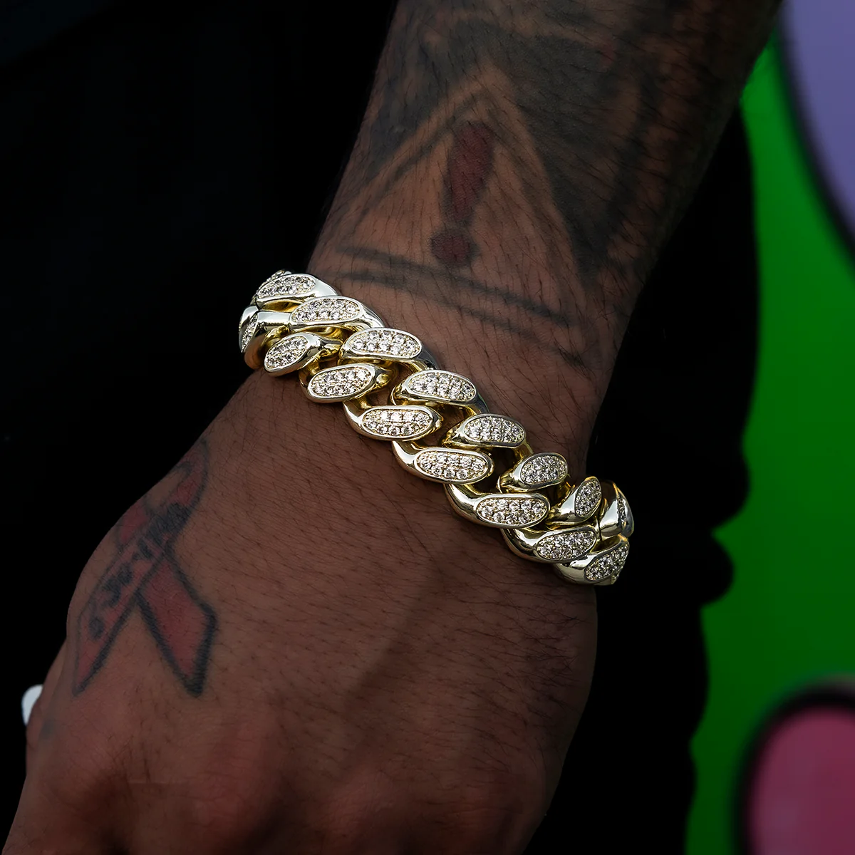 GLD Diamond Cuban Link Bracelet in Yellow Gold- 19mm – gdel