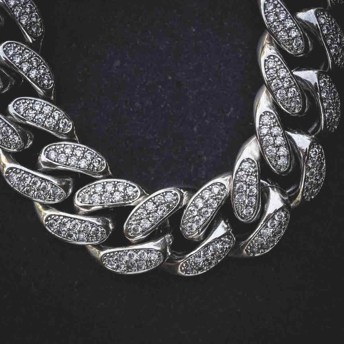 GLD Diamond Cuban Link Chain in White Gold – 19mm – gdel