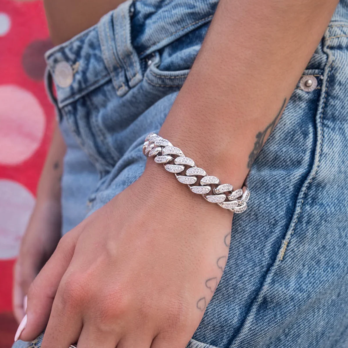 GLD Diamond Cuban Link Bracelet in White Gold – 12mm – gdel