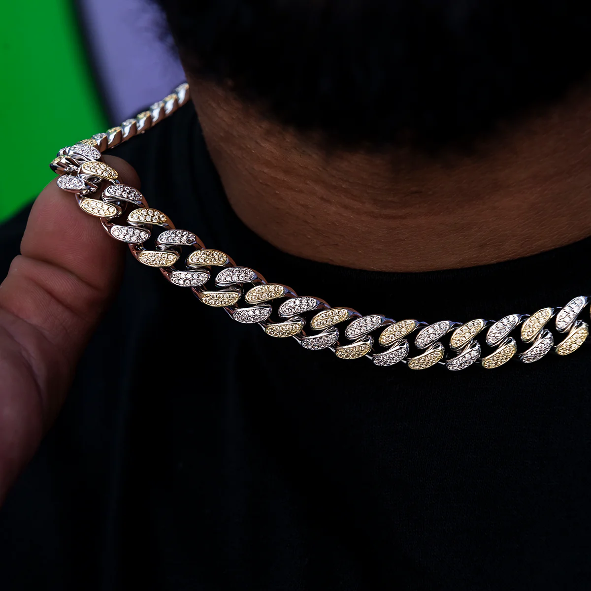 GLD Diamond Cuban Link Chain in White/Yellow Gold- 12mm – gdel