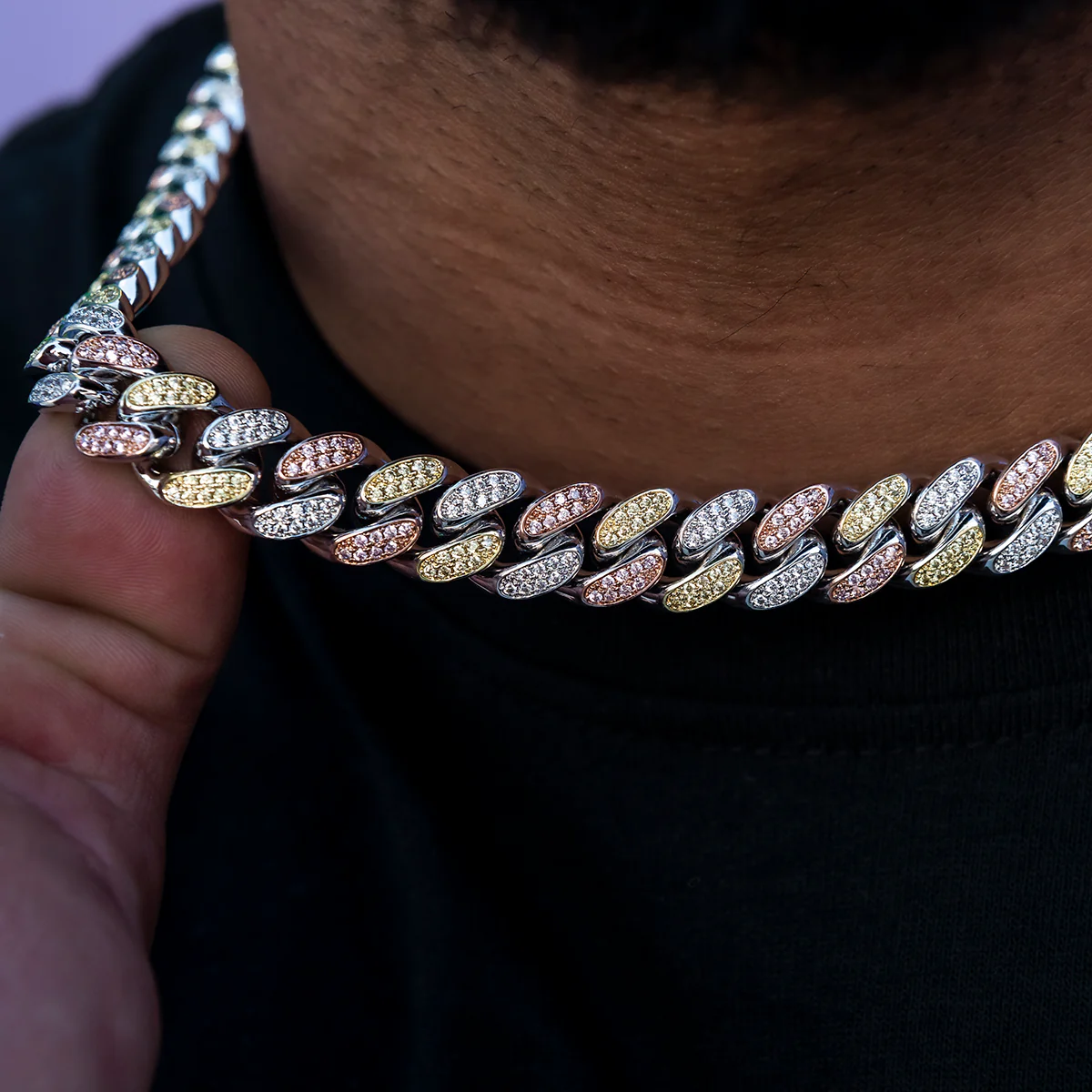 GLD Diamond Cuban Link Chain in Yellow/Rose/White Gold- 12mm – gdel