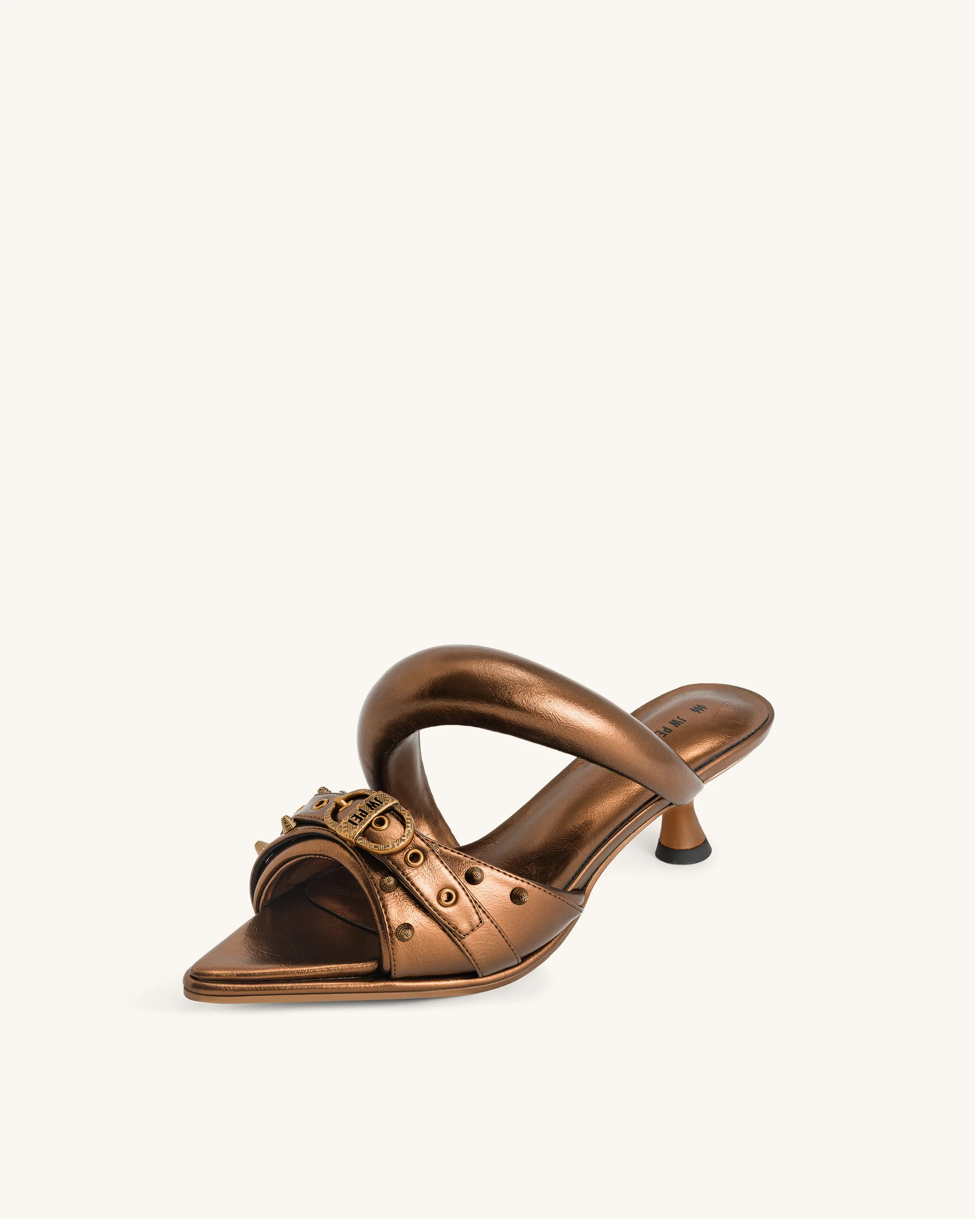Sara Studded Metallic Mule – Gold – jpiwe