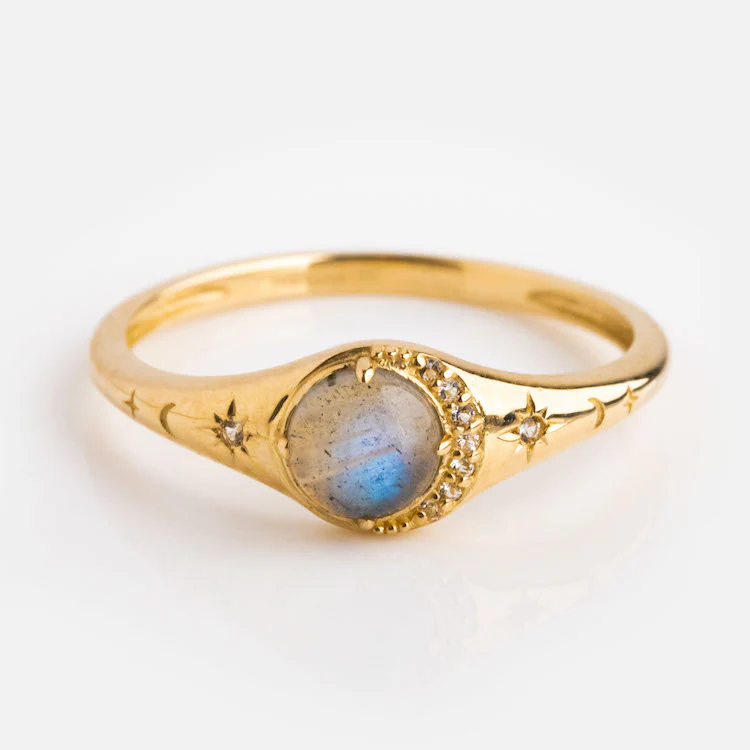 Solid Gold Lunar Labradorite Signet Ring – lcaecti