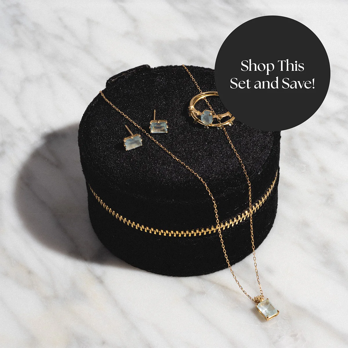 Solid Gold 2025 March Capsule Aquamarine Full Set with Free Gift – lcaecti