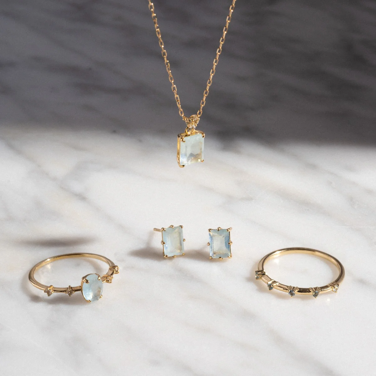 Solid Gold 2025 March Capsule Aquamarine Full Set with Free Gift – lcaecti
